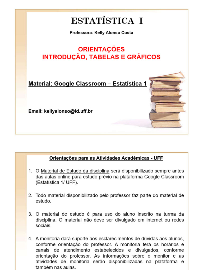 Orientações para Estatística I - UFF | PDF | Amostragem (Estatística ...