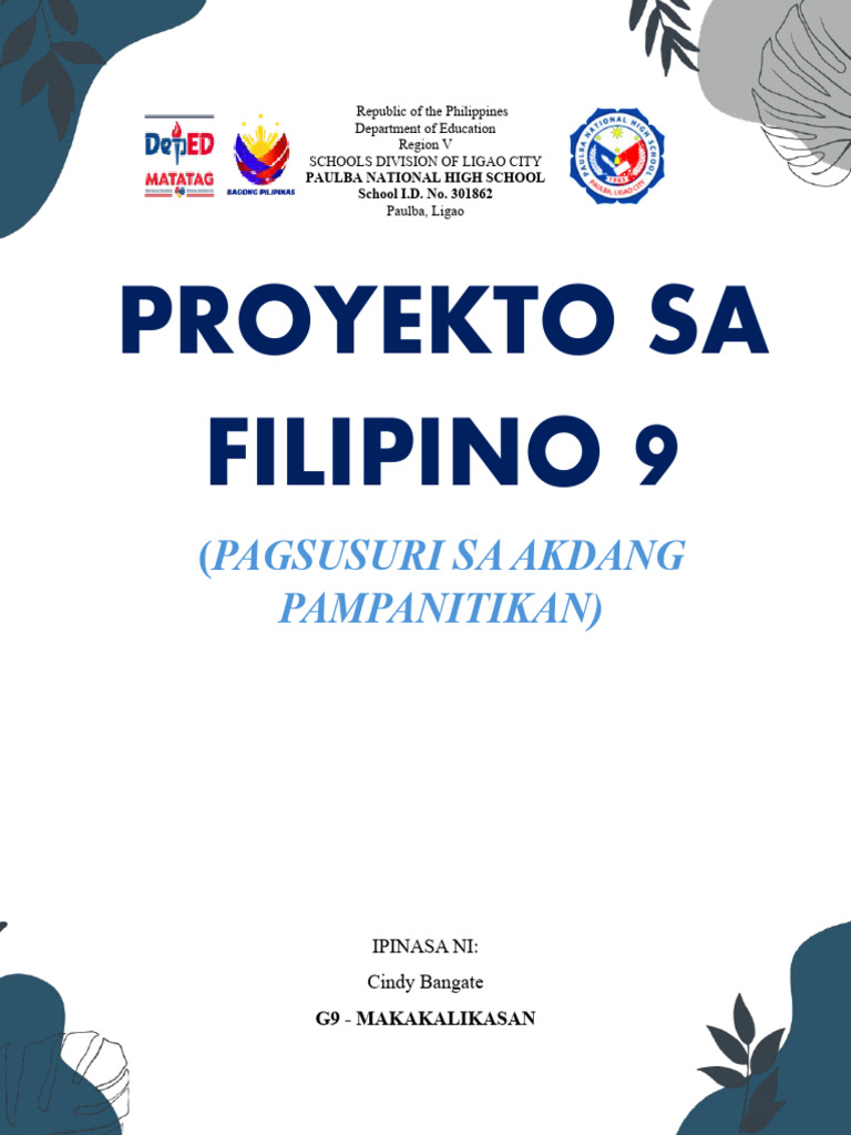 Proyekto Sa Filipino 9 Format | PDF