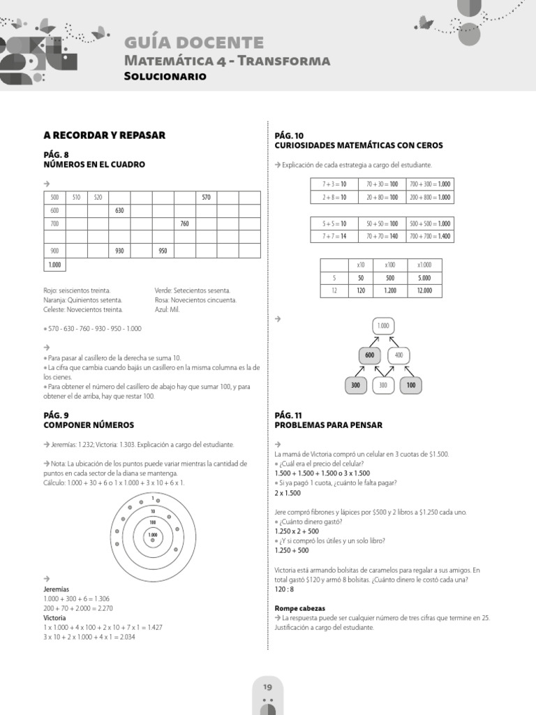 Solucionario Mate Transforma 4 | PDF | Multiplicación | Lógica matemática