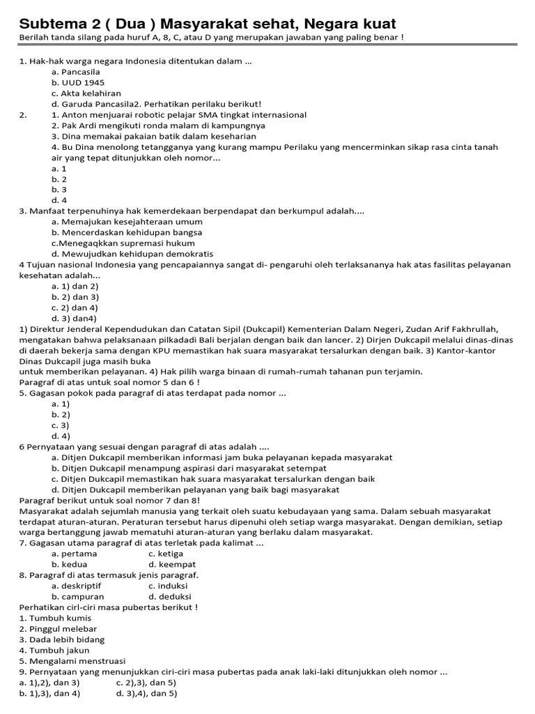 Latihan Tema 6 Subtema 2 | PDF