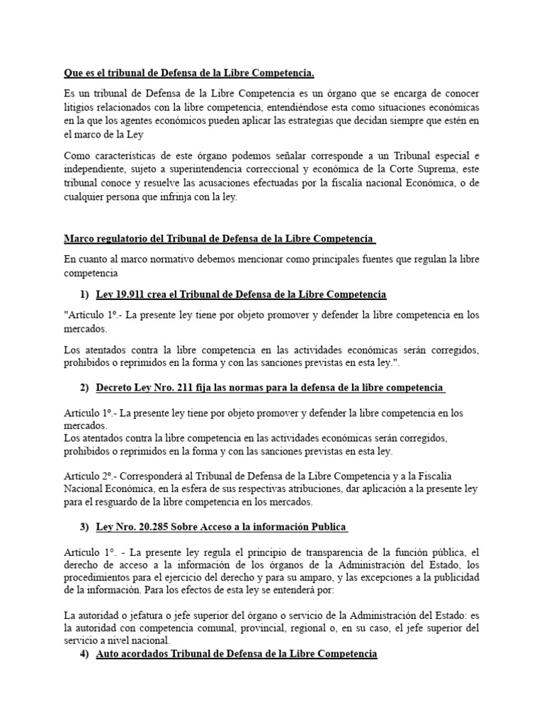 Que Es El Tribunal de Defensa de La Libre Competencia | PDF | Judicaturas | Mercado libre