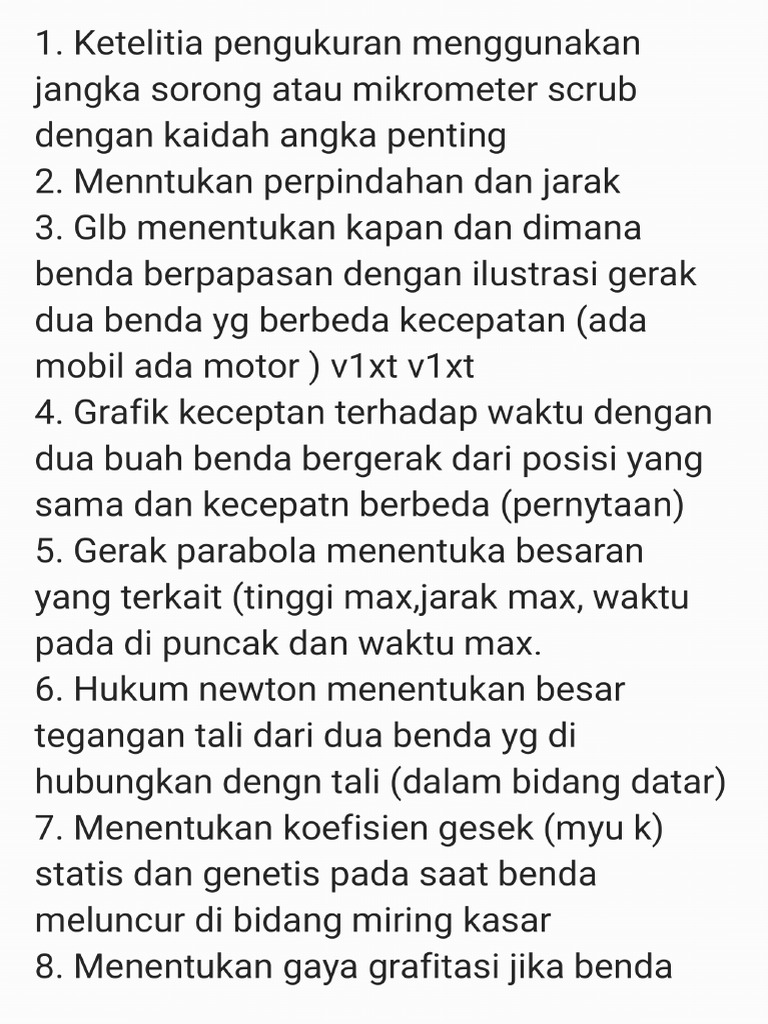 Kisi Kisi Us Fisika - 240216 - 135945 | PDF