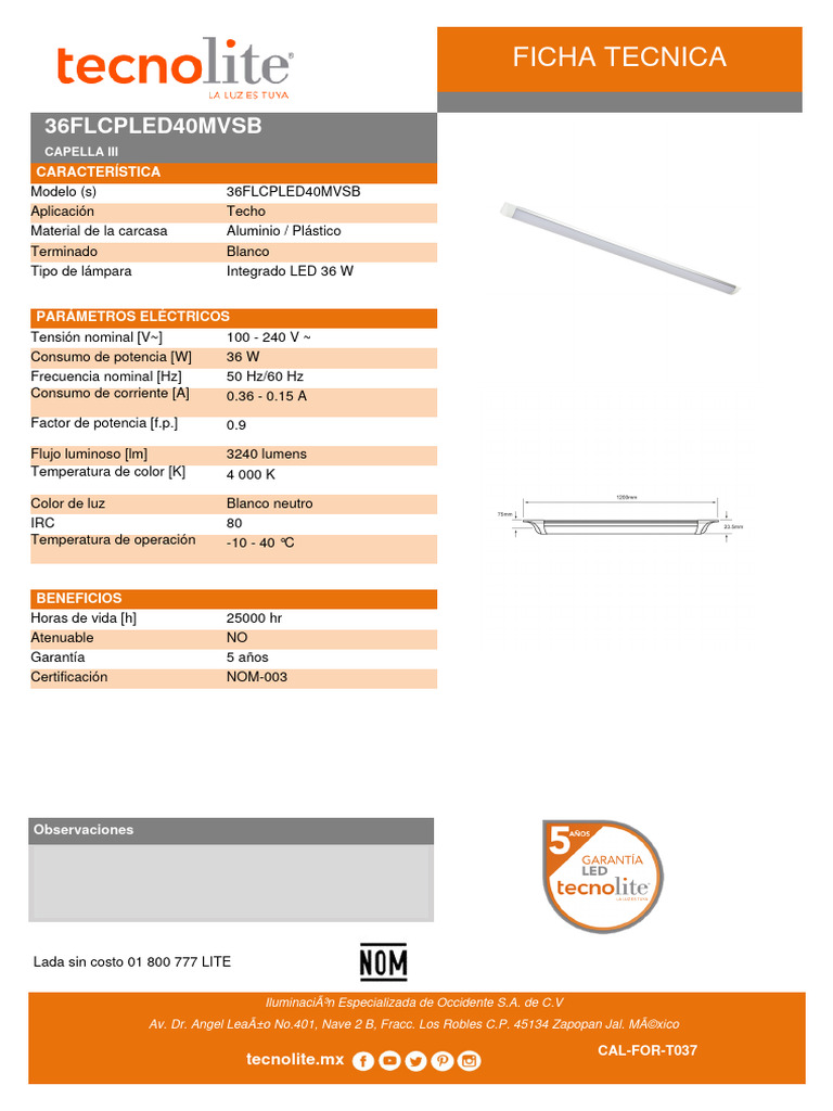 Lámpara LED 36W Techo Capella III | PDF