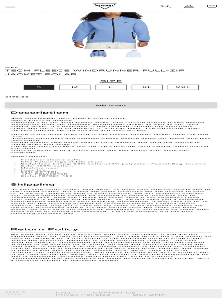 Tech Fleece Windrunner Full-Zip Jacket Polar - NRML | PDF