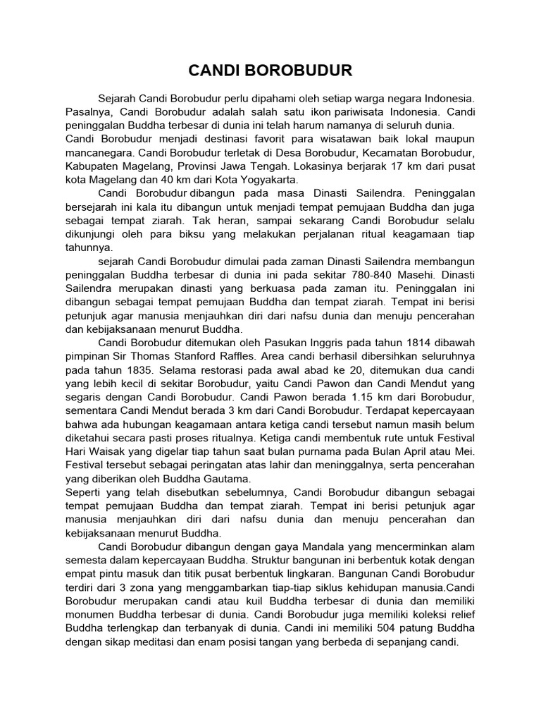 Sejarah Singkat Candi Borobudur | PDF