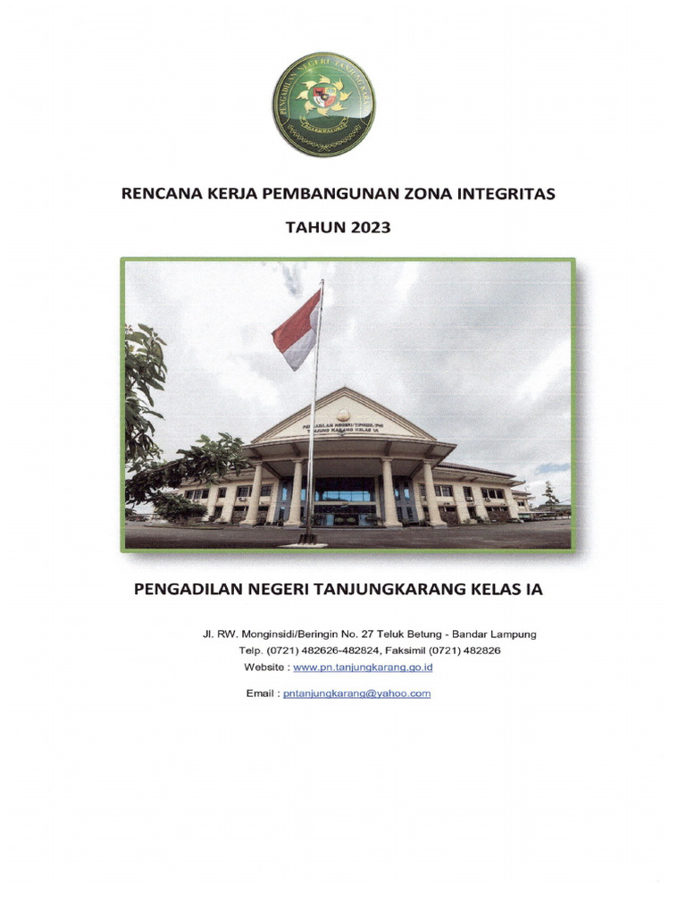 Rencana Kerja Pembangunan Zona Integritas Pdf