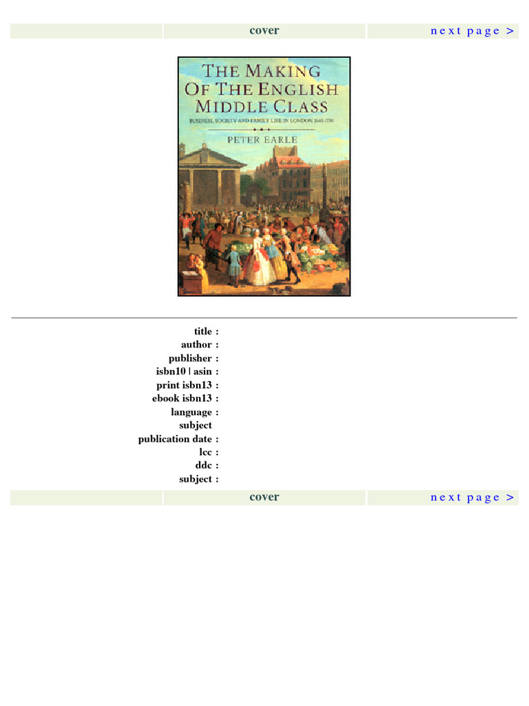 Peter Earle - The Making of The English Middle Class - Business ...