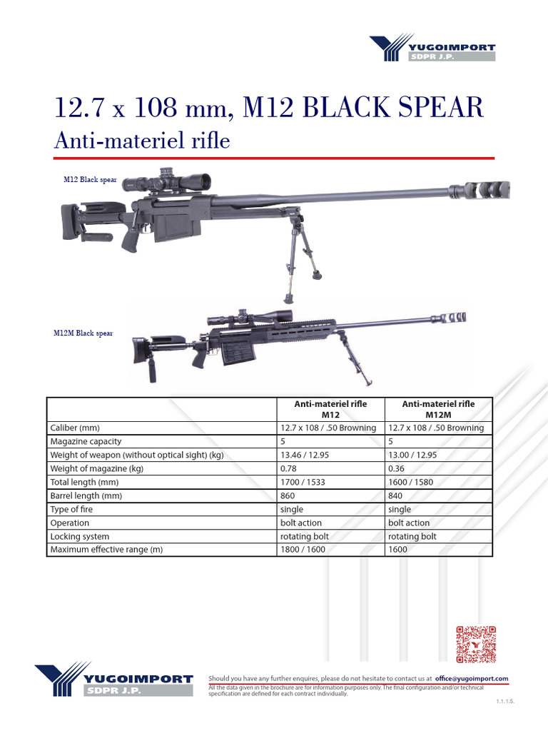 12.7 X 108 MM M12 Black Spear | PDF | Rifle | Firearms