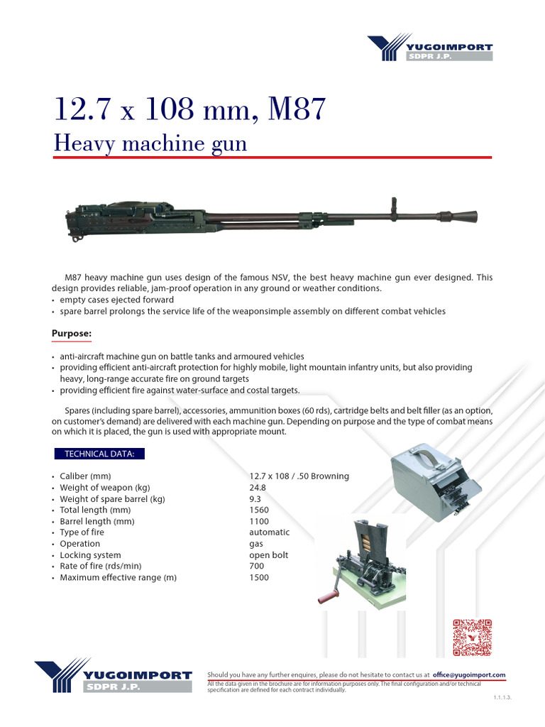 12.7 X 108 MM M87 Machine Gun | PDF