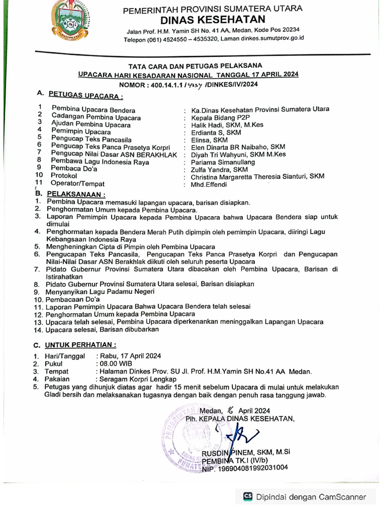 Surat Upacara TGL 17 April 2024 | PDF