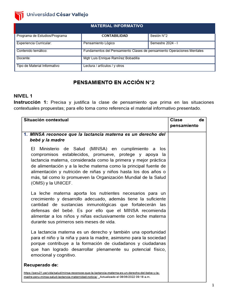 Material Informativo S02 | Descargar gratis PDF | Amamantamiento | La ...