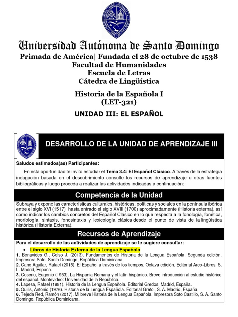 Tarea 5..2 El Español Clásico | Descargar gratis PDF | España | Léxico