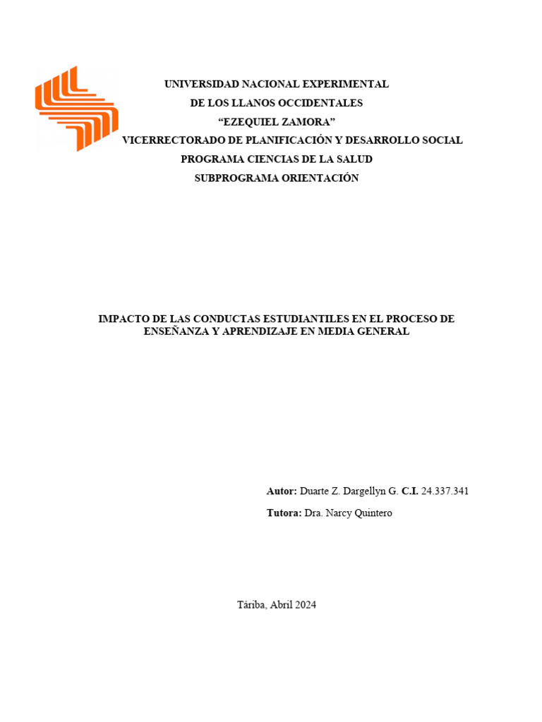 Posible Teg Orientaci n PDF Comportamiento Aprendizaje