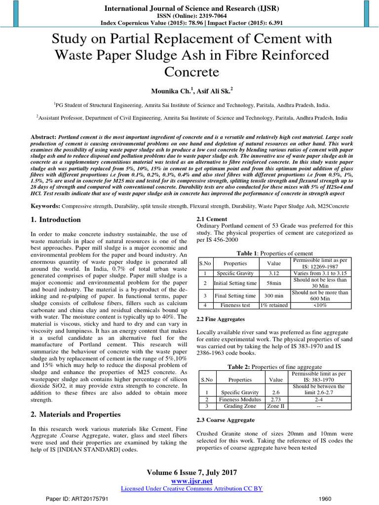 Study On Partial Replacement of Cement W | PDF | Concrete | Cement