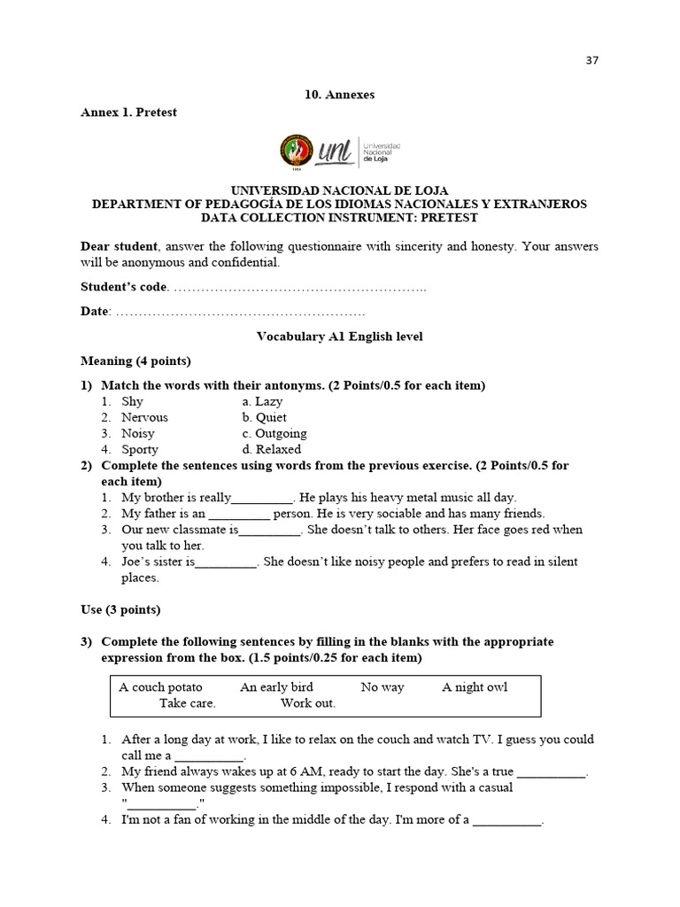 Pre Test Posts Test and Quiestionnaire | PDF