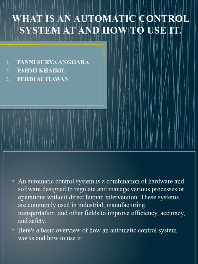 What Is An Automatic Control System Pdf Control Theory Automation
