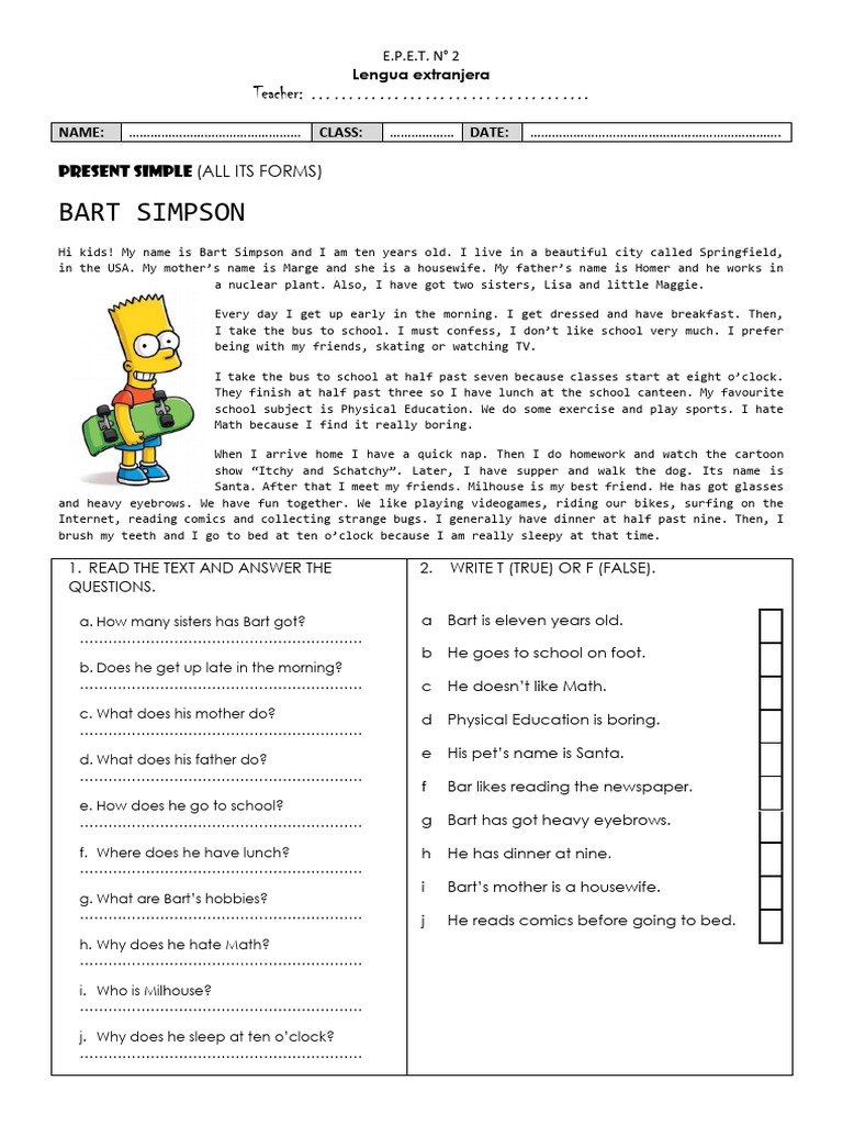 PRESENT SIMPLE Interrogative Form | PDF | The Simpsons | Television ...
