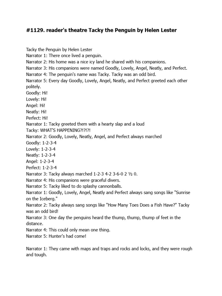 Tacky the Penguin Reader's Theatre | PDF