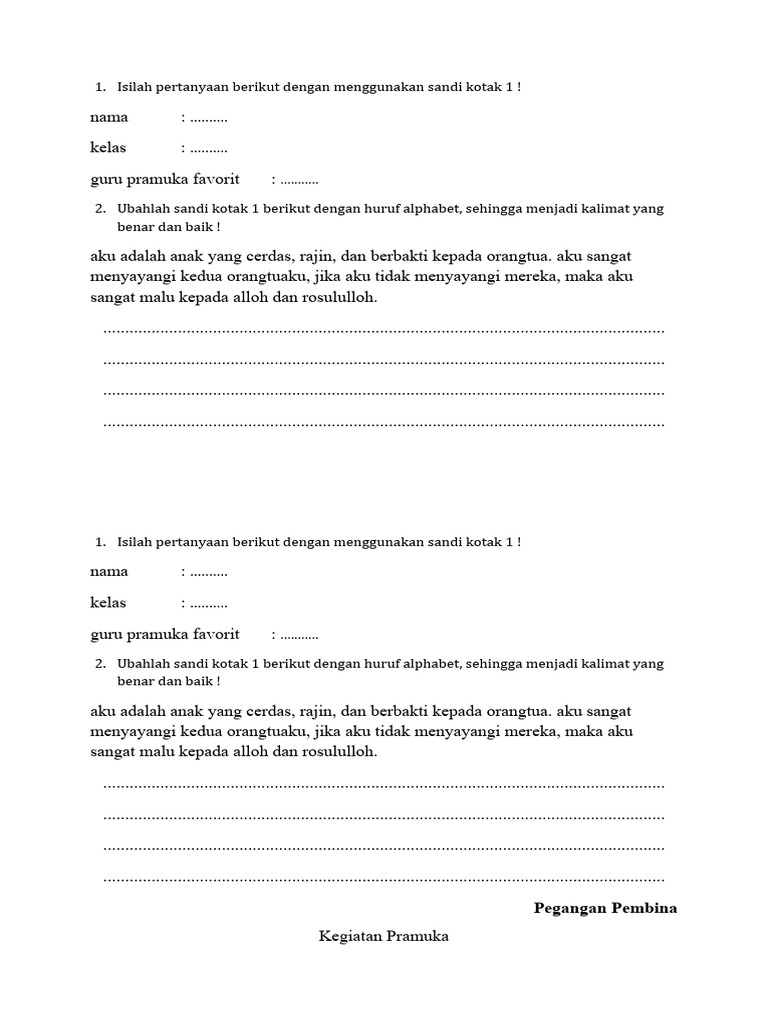 Soal Sandi Kotak 1 | PDF