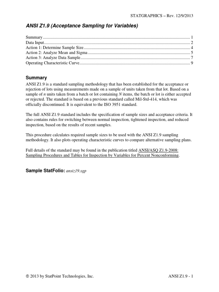 MIL-STD-414 Acceptance Sampling For Variables | Download Free PDF | Standard Deviation ...