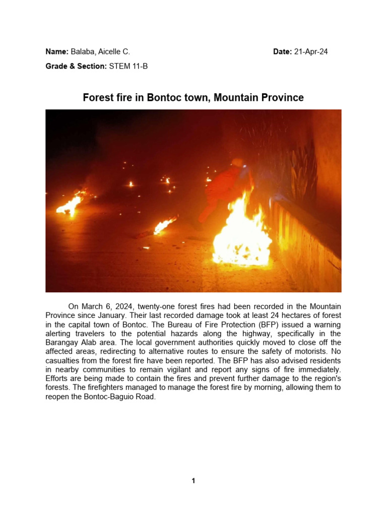 Assignment Sa DRRR (May Report About Sa Fire Incident) | PDF | Fires ...