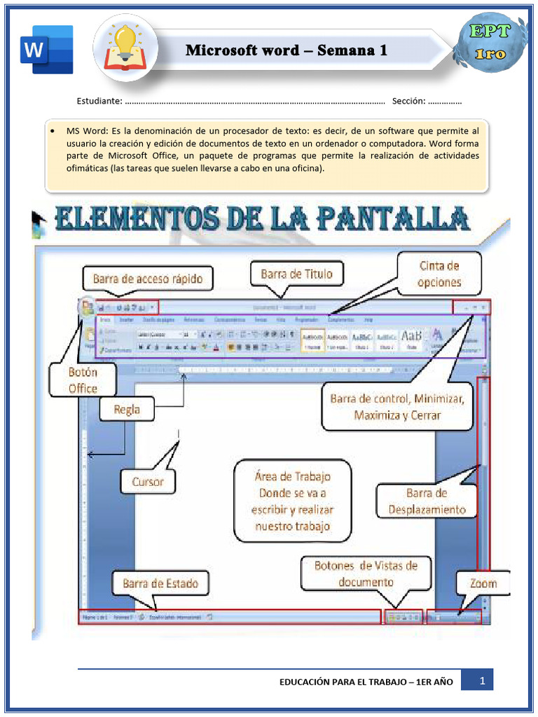 FICHA EPT 1°-SEMANA 1 - 2 | PDF