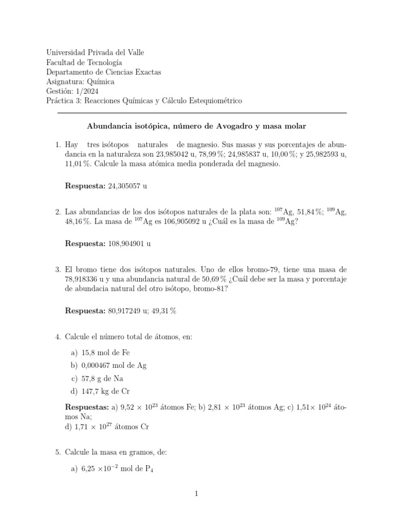 Practica 3 - Ecuaciones Químicas y Calculos Estequiometricos | PDF ...