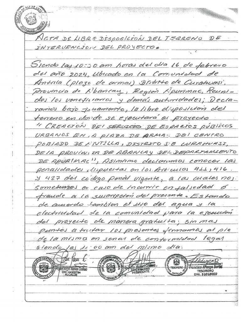 Acta de Libre Disponibilidad | PDF