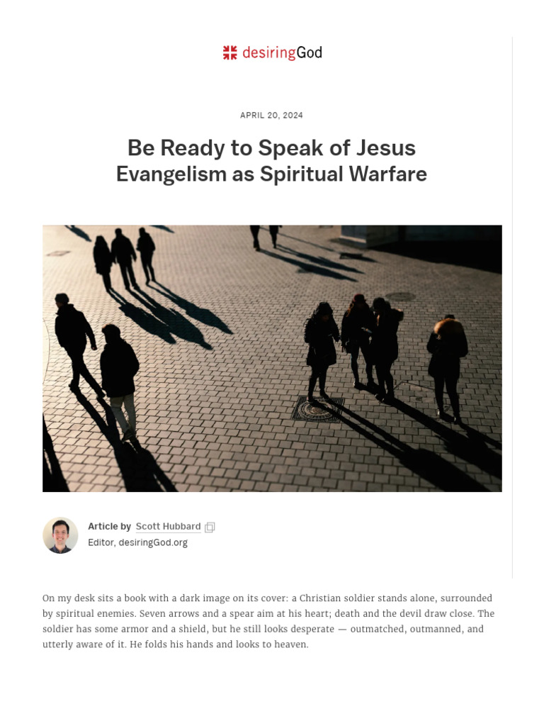Be Ready To Speak of Jesus - Evangelism As Spiritual Warfare - Desiring ...
