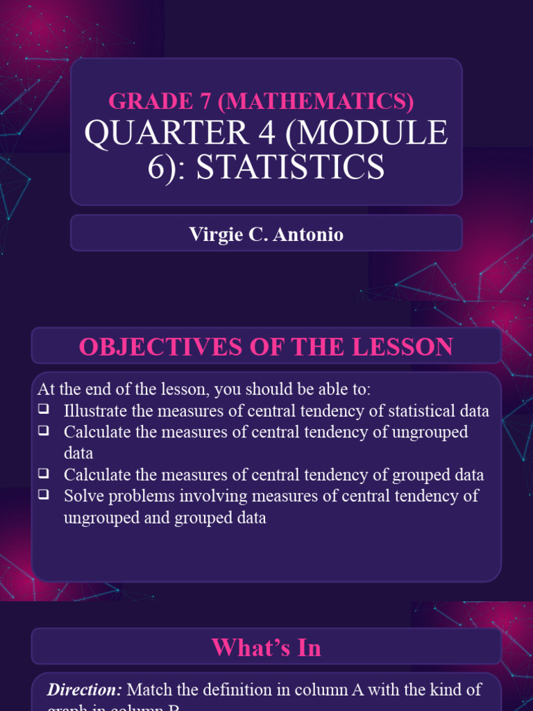 Part 1 Grade 7 Quarter 4 Module 6 | PDF | Mean | Mode (Statistics)