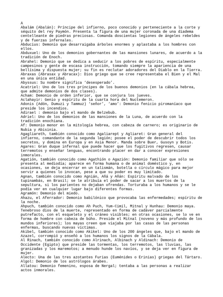 Demonios y sus características | PDF | Demonios | Lilith