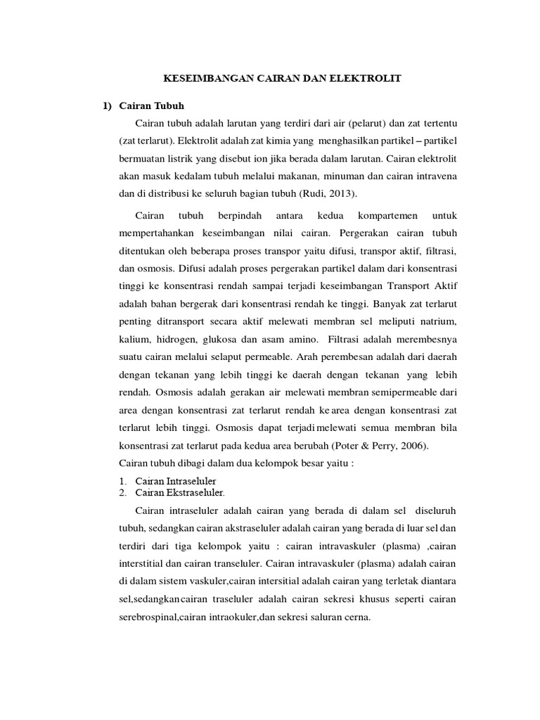 Keseimbangan Cairan Dan Elektrolit 2C | PDF