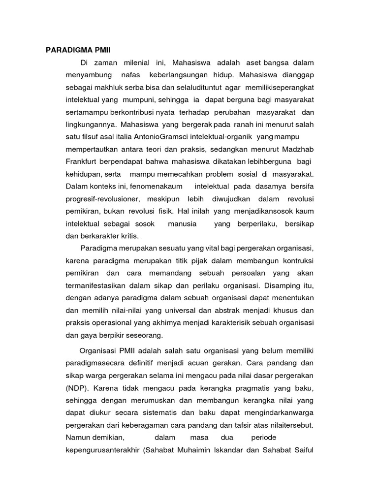 Paradigma PMII: Makna dan Peranannya | PDF