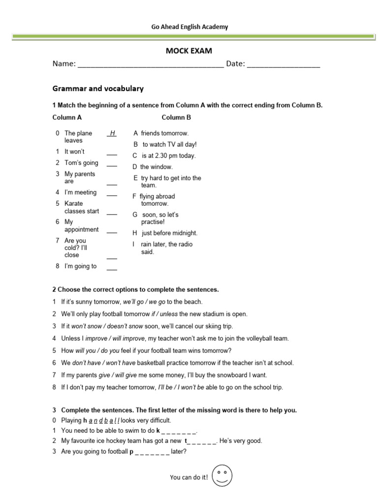 Teens 3 - mock exam | PDF