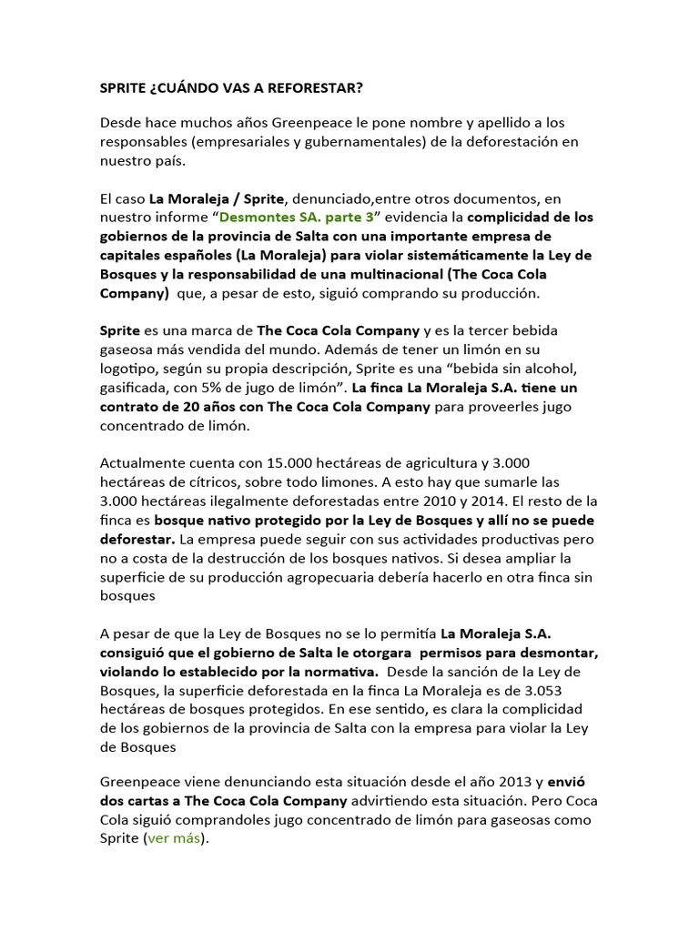 SPRITE | PDF | Coca Cola | Los bosques