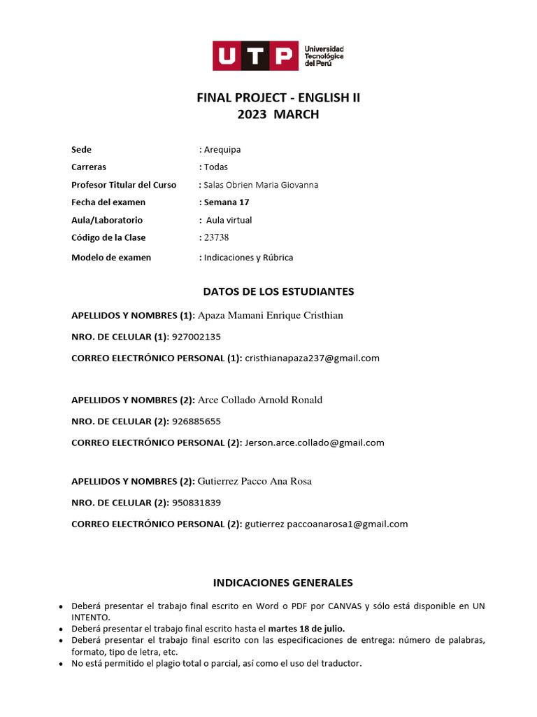 INGLÉS II - Cristhian-Arnol-Ana | PDF