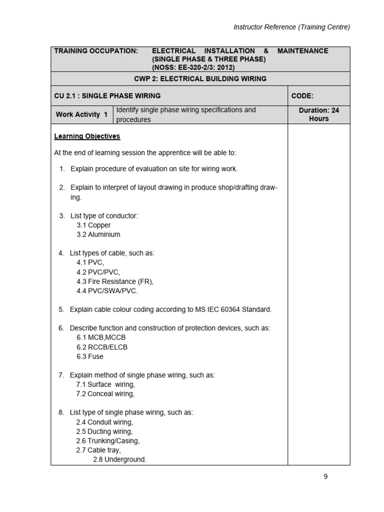 Instructor Reference (Training Centre) | PDF | Electrical Wiring | Electrical Components