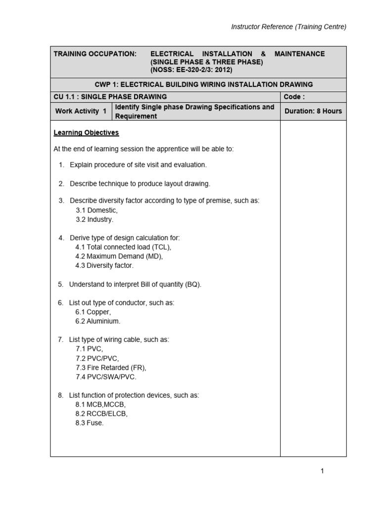 Instructor Reference (Training Centre) | Download Free PDF | Electrical Wiring | Building ...