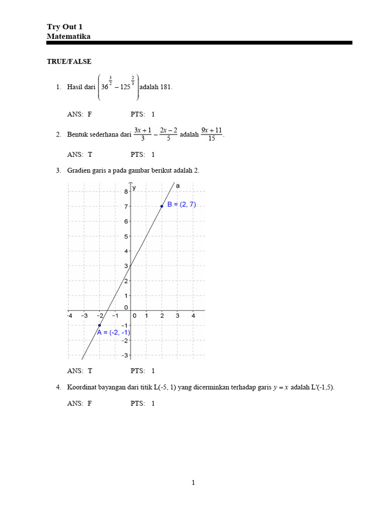 Soal Tryout 1 Matematika | PDF