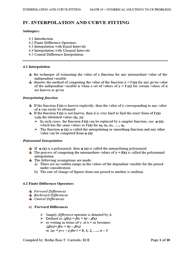 Lesson 3 Interpolation Pdf Interpolation Function Mathematics 