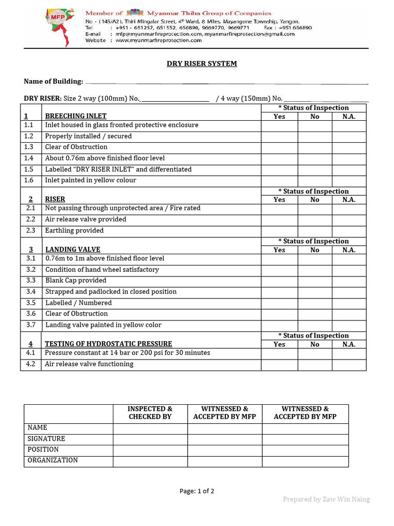 Dry Riser System | PDF | Hydraulics | Mechanical Engineering