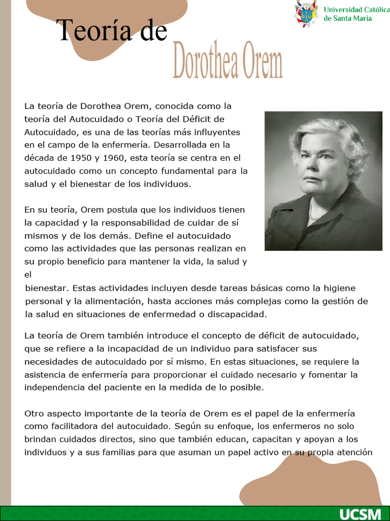 Teoria de Dorothea Orem | PDF | Enfermería