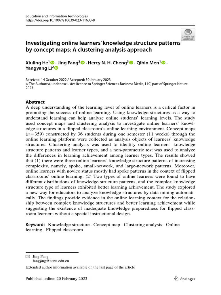 Investigating Online Learners' Knowledge Structure Patterns by Concept Maps A Clustering ...