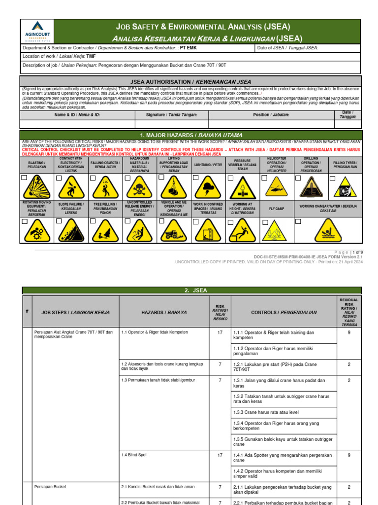 JSEA Civil - Pengecoran Dengan Menggunakan Bucket Dan Crane (AutoRecovered) | PDF