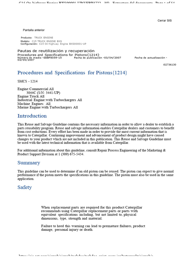 Especificacion Del Piston | Download Free PDF | Piston | Graphite