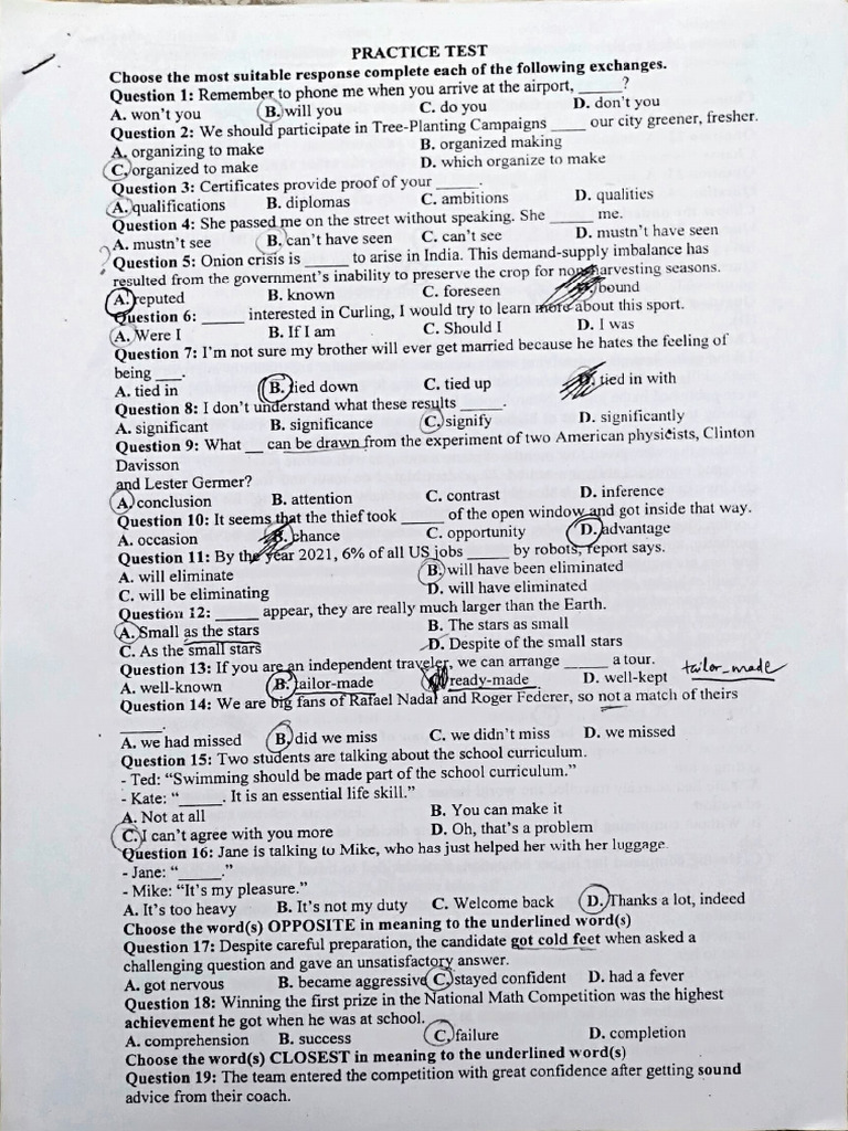 English Practice Test For Vietnamese National Examination | PDF ...
