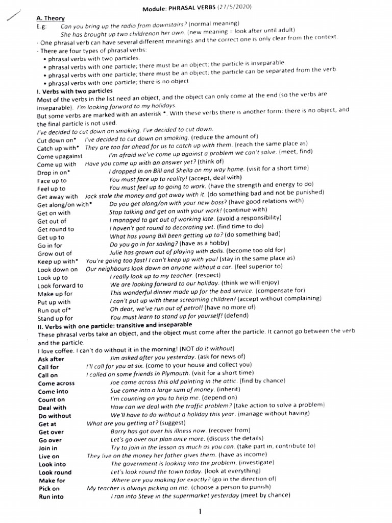 Phrasal Verbs Exercise (Advanced) | PDF | Linguistic Typology | Syntax