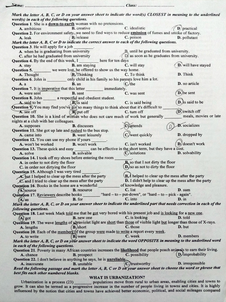 Mock Test For National Examination (202) (Scanned) | PDF | Gardens