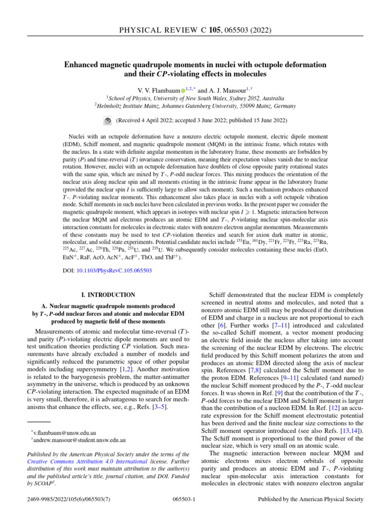 Enhanced Magnetic Quadrupole Moments in Nuclei With Octupole ...
