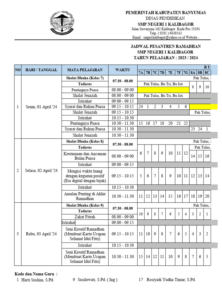 Jadwal Pesantren Ramadhan | PDF